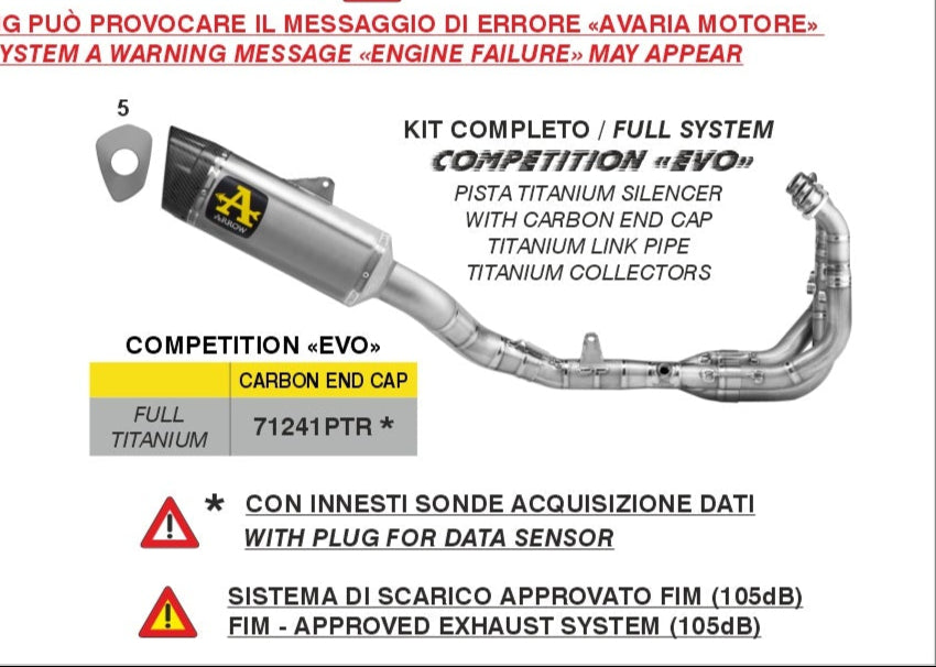 Arrow Full Competition 'Evo' Exhaust system for 2025+ Yamaha YZF-R9 ...